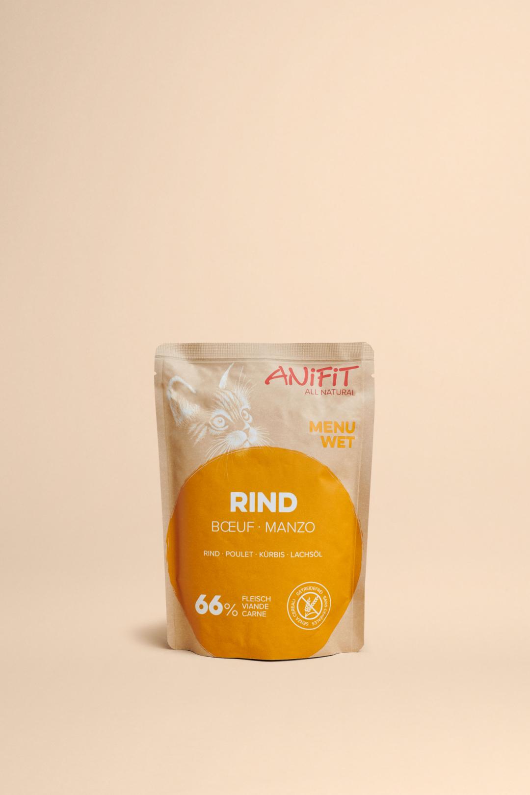 Katzenfutter Rind im Pouch-Beutel kaufen - ANiFiT Nassfutter